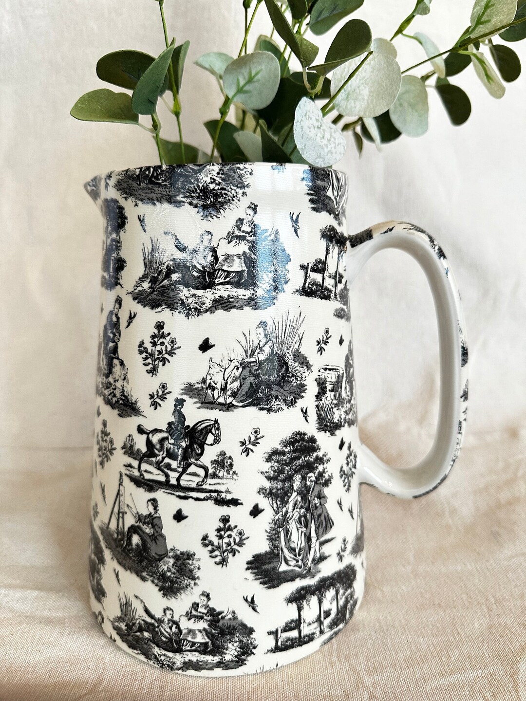 Vintage Crown Burslem Staffordshire England 9 Tall Pitcher Black and ...