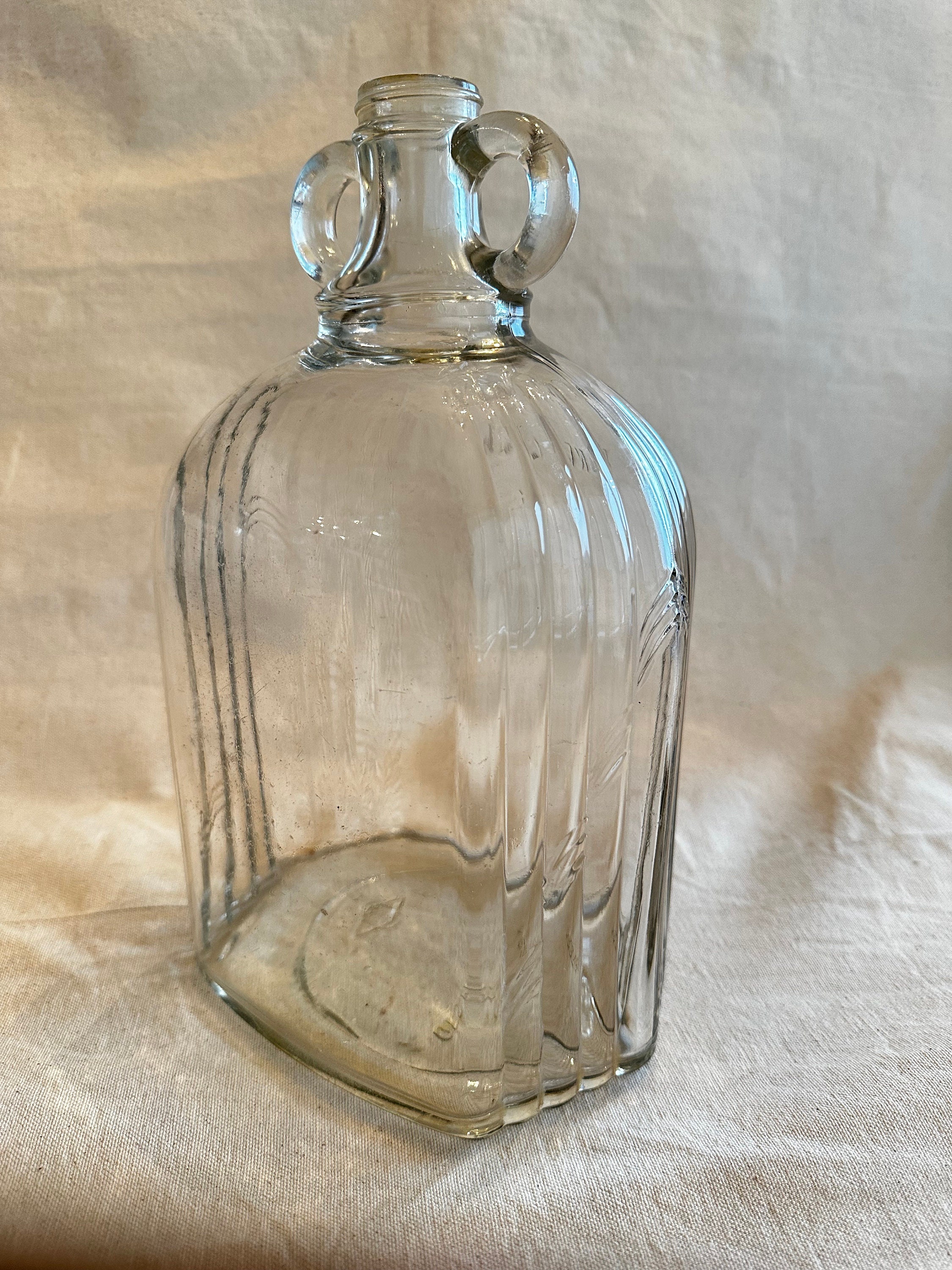 Glass Jug Antique Glass Bottle 2 Handles One Gallon Art Deco Style ...