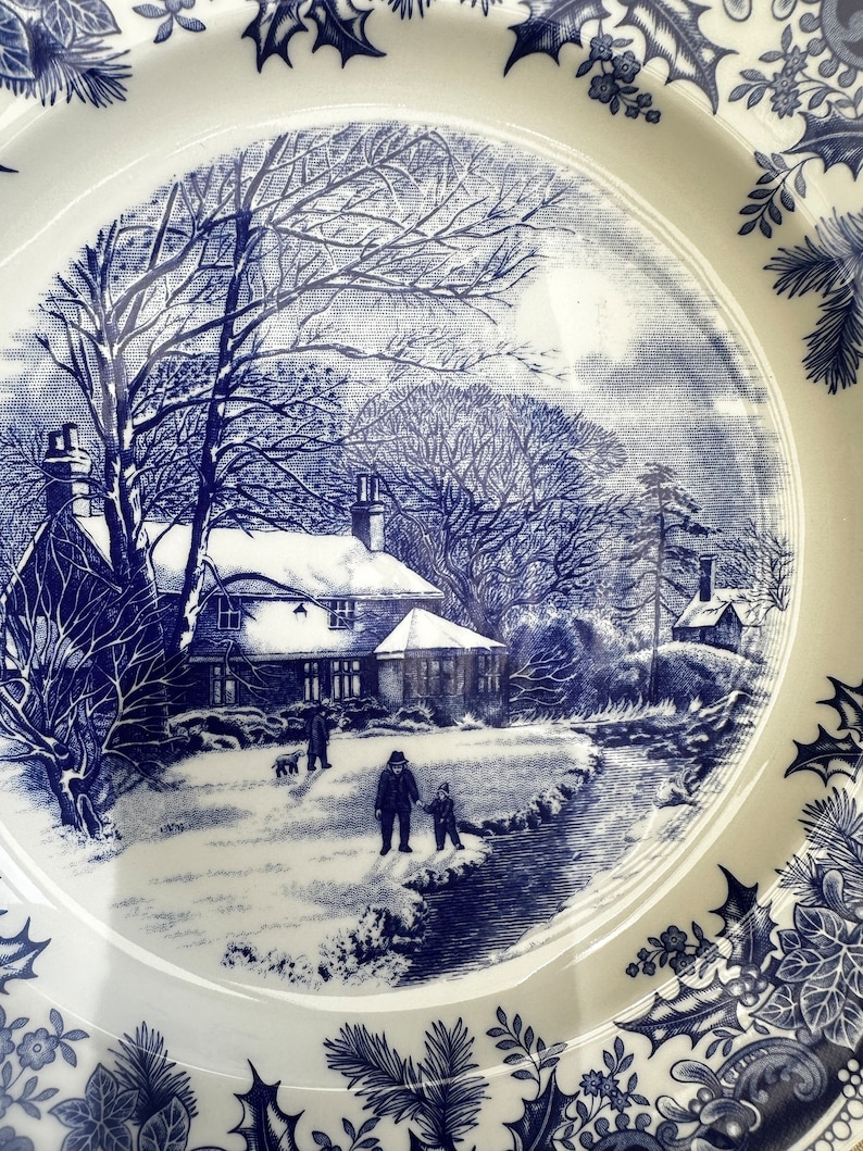 Spode Winter's Eve in Blue and White Spode Oval Platter Dinner Plate ...