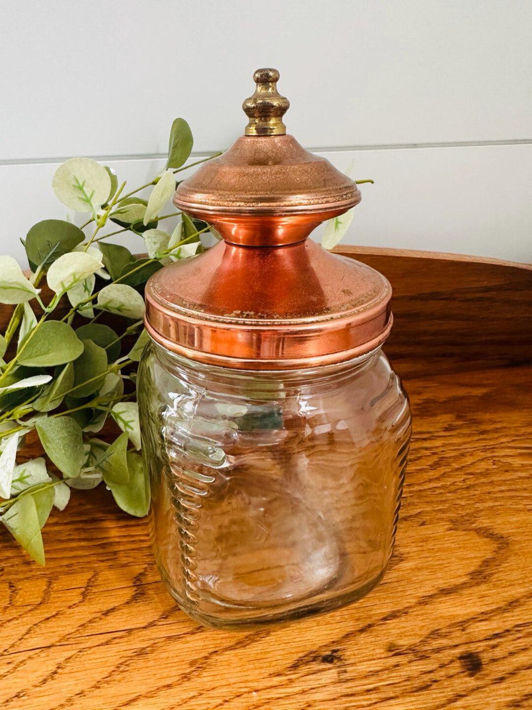 Vintage Hazel Atlas 5011 Glass Jar Copper Lid Tobacco Humidor Rare ...