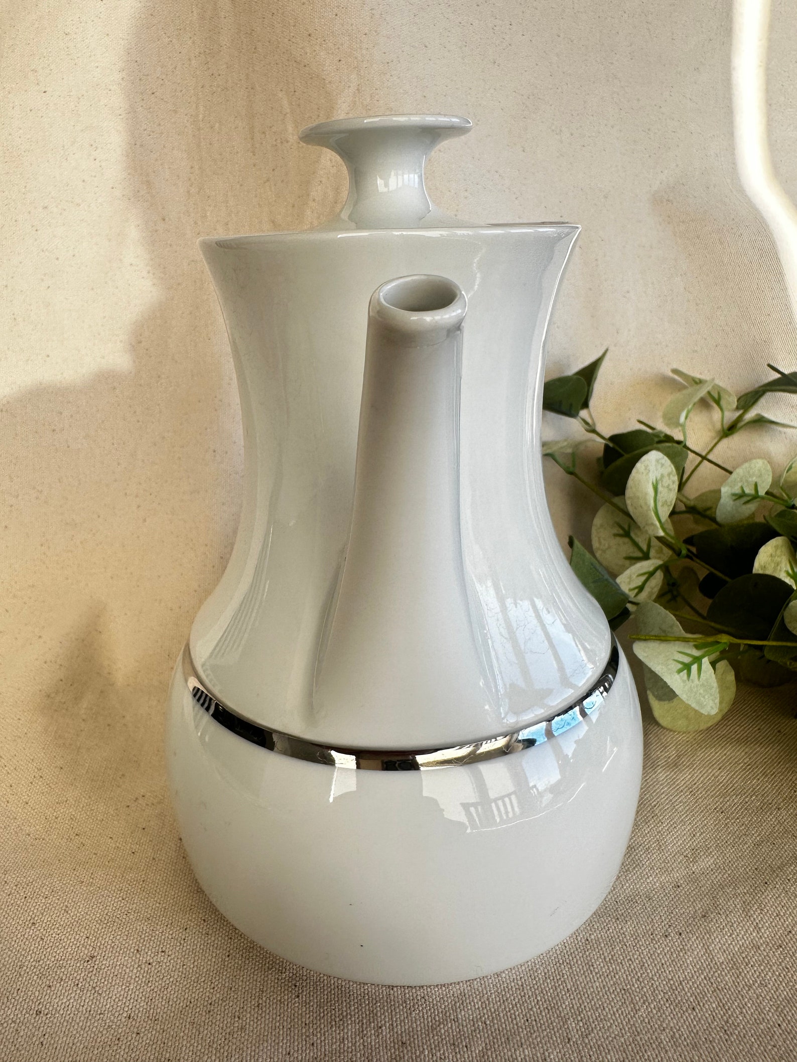 White MCM Silver Band Teapot Made in Germany Thomas Teapot White ...