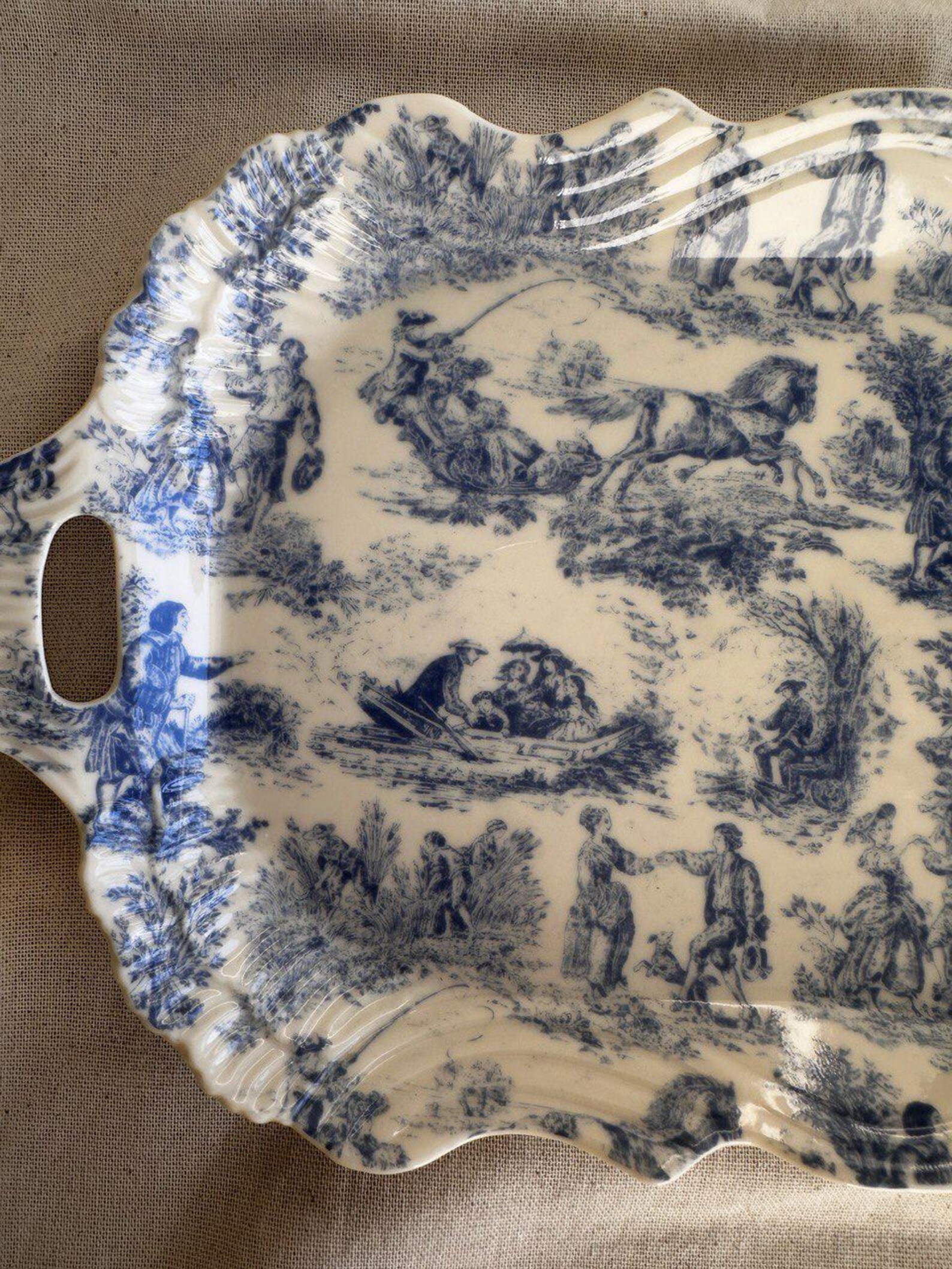Vintage Blue and White Toile Pattern Tea for One and Platter Somerton ...