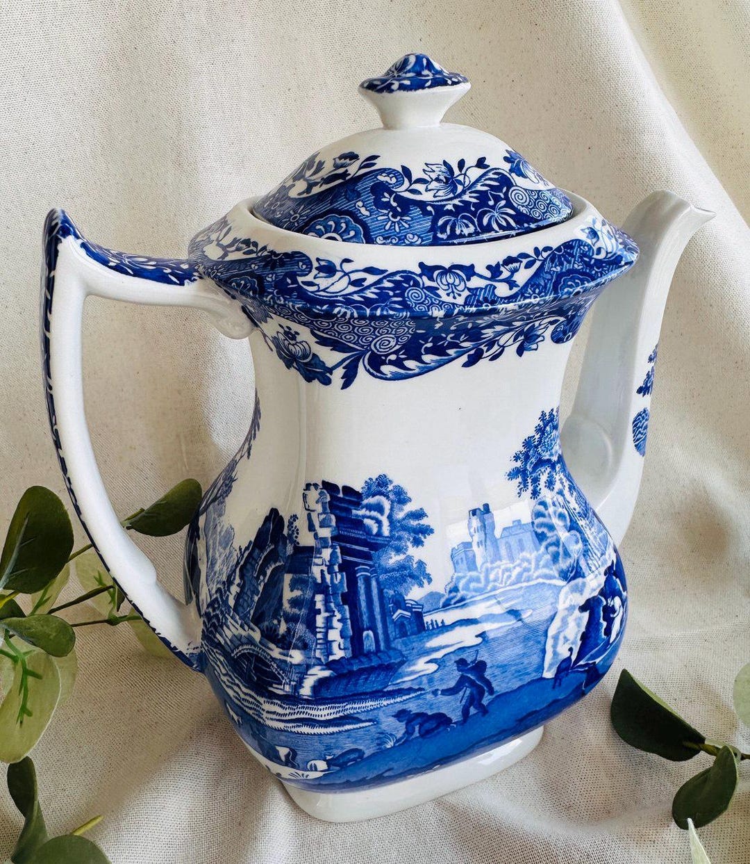 Blue Italian by Spode Coffee Pot With Lid } Made in Italy Coffee Server ...