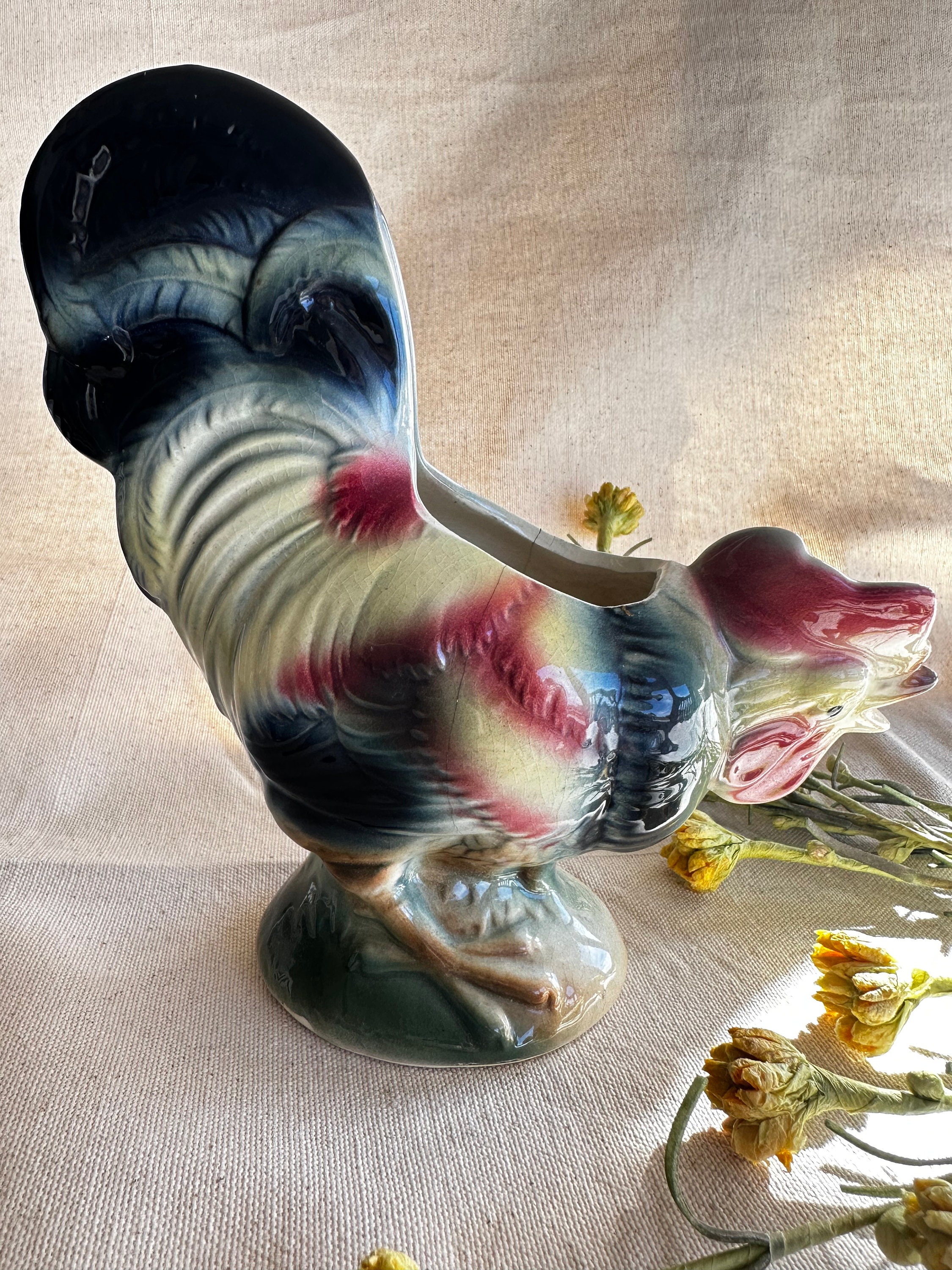 Royal Copley Hen-chicken Planter-high Tail-farmhouse - Etsy