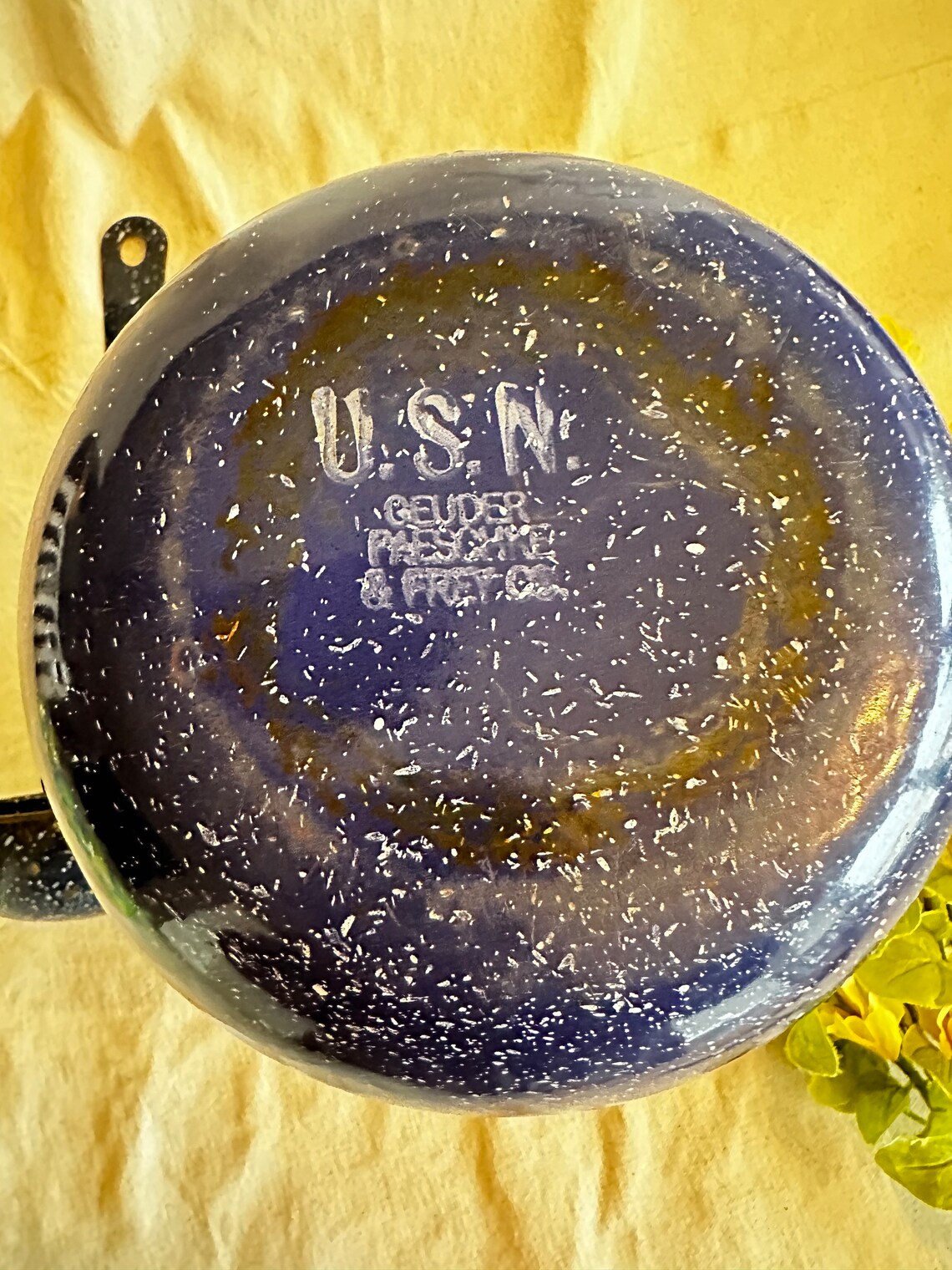 Vintage Blue Graniteware U S Navy WWII Pitcher Geuder Paeschke & Frey ...