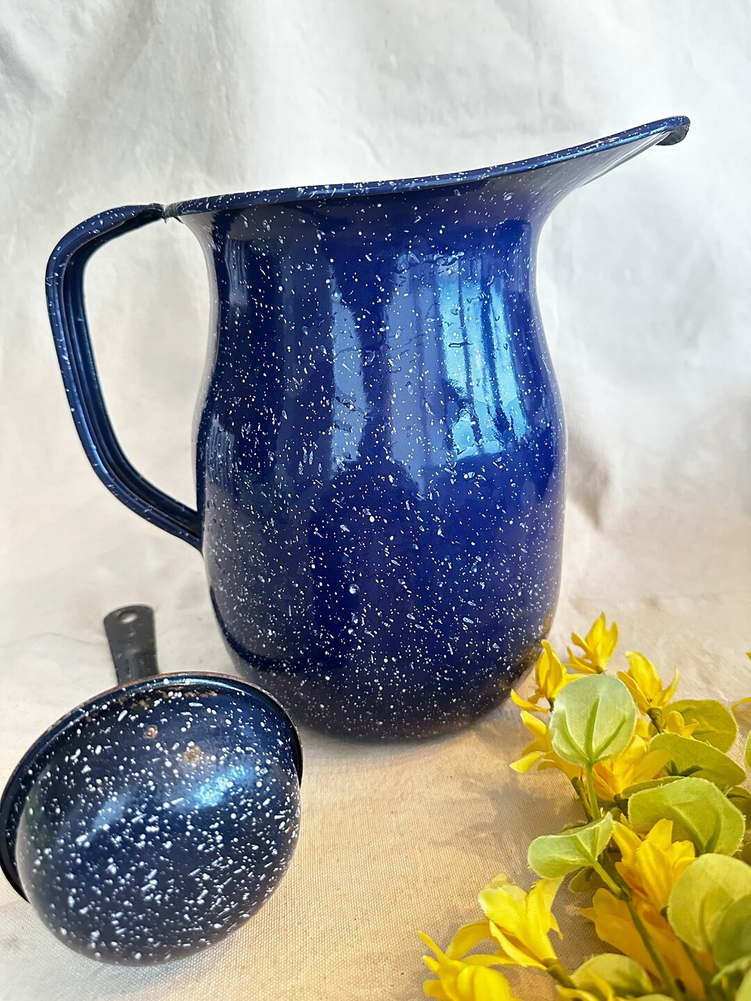 Vintage Blue Graniteware U S Navy WWII Pitcher Geuder Paeschke & Frey ...