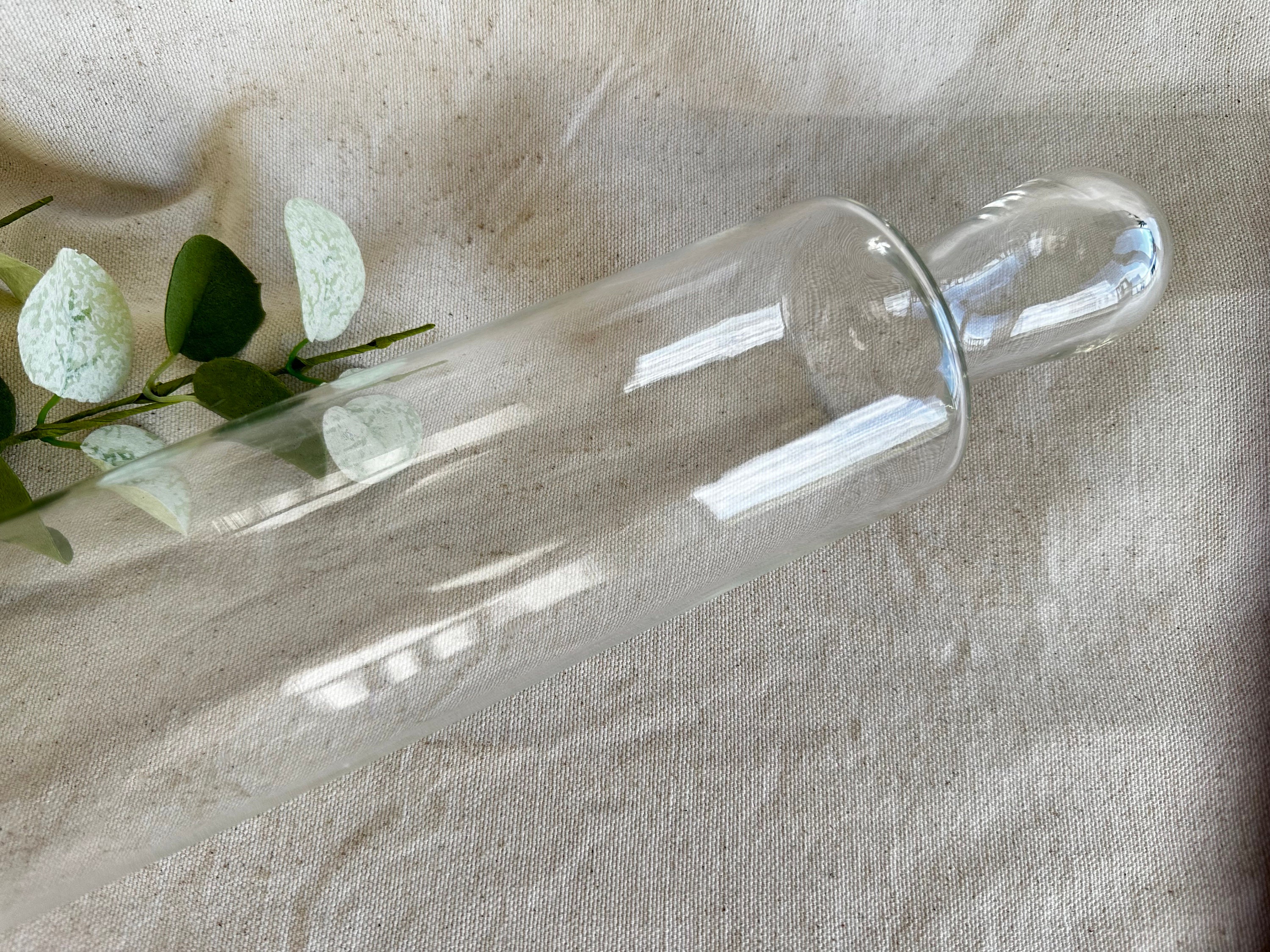 Vintage Glass Rolling Pin Clear Glass With Cork Farmhouse Decor Modern ...
