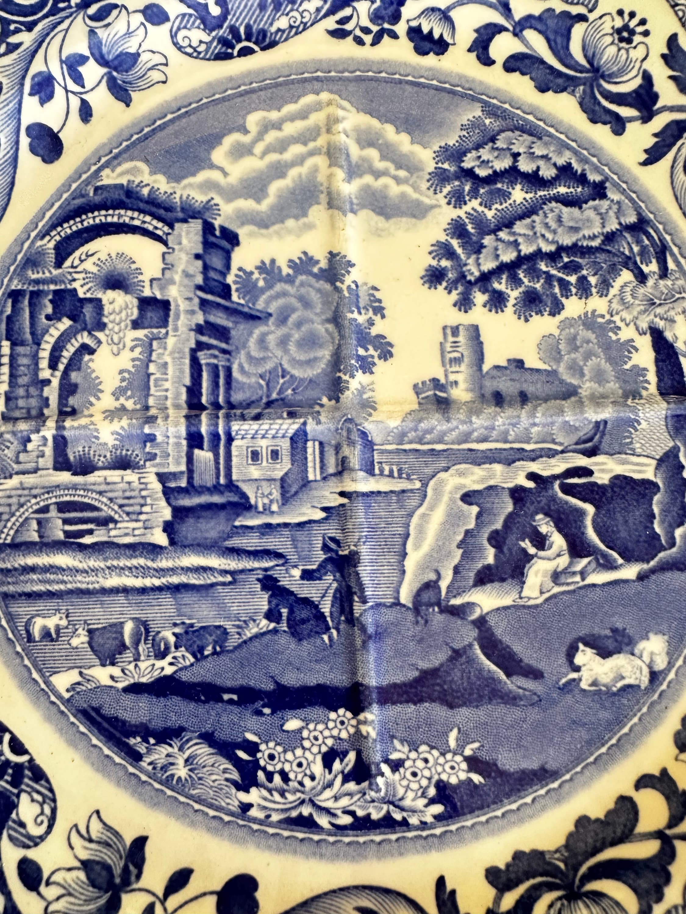 Vintage Italian Spode Blue and White Buffet/sandwich/cake Plate ...