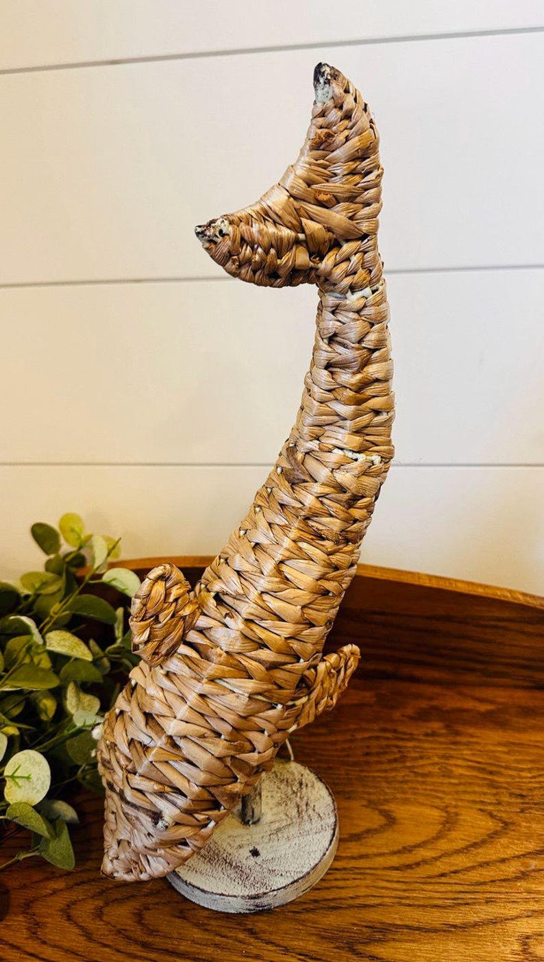 Vintage Wicker Rattan Fish on Stand } Woven Rope Fish Shark } Art ...