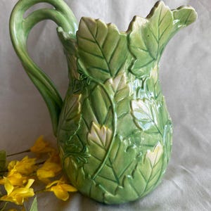 Vintage Fitz and Floyd Classics Green Leaf Pitcher } Ivy Green Drink ...