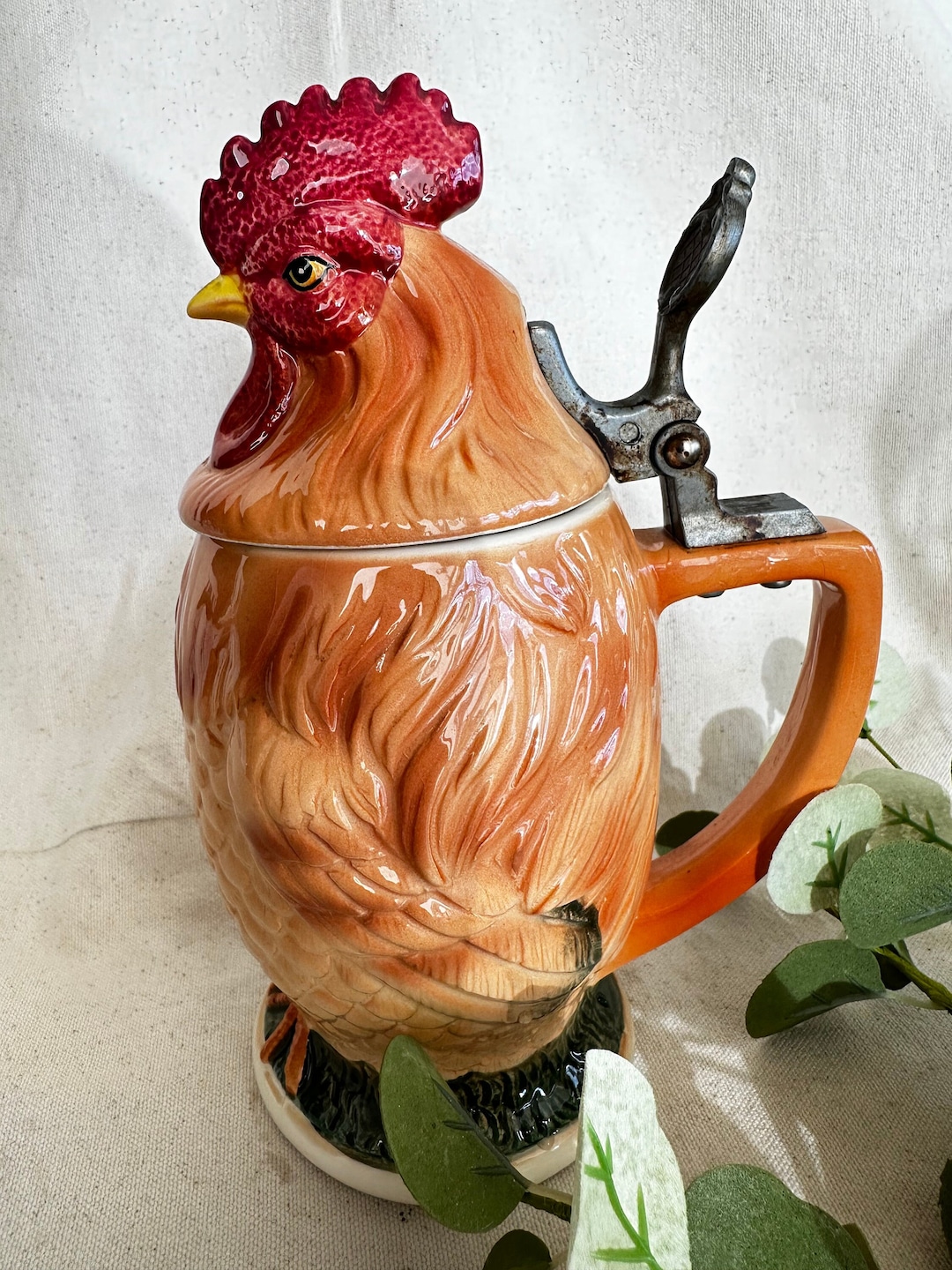 Rooster Stein Vintage Rooster Beer Stein Antique Rooster Beer Mug Metal ...