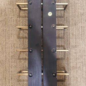 MCM Wine Rack } Wood and Gold Metal Wine Rack } Modern Wood and Iron 6 ...