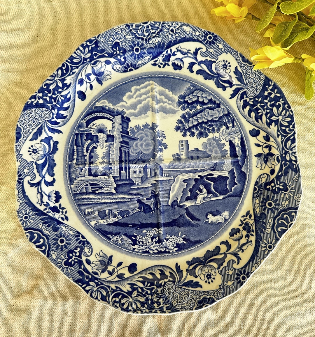 Vintage Italian Spode Blue and White Buffet/sandwich/cake Plate ...