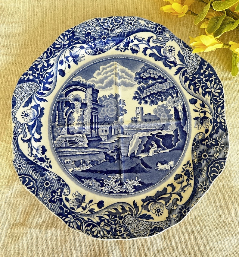 Vintage Italian Spode Blue and White Buffet/sandwich/cake Plate ...