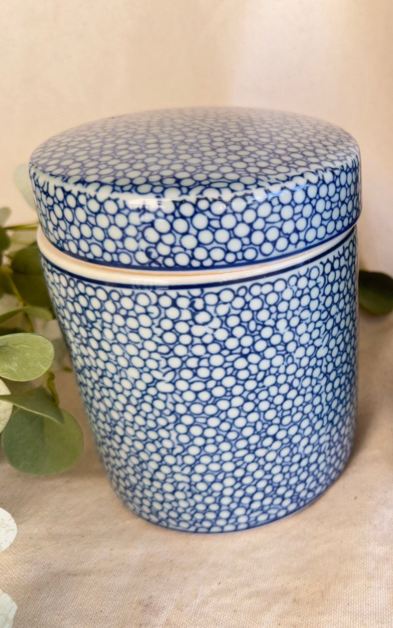 Modern Blue and White Ceramic Canisters Round and Square Home Accent ...