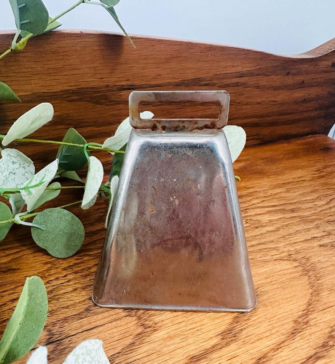 Vintage Small Rustic Silver Cow Bell } Primitive Cowbell } Antique ...