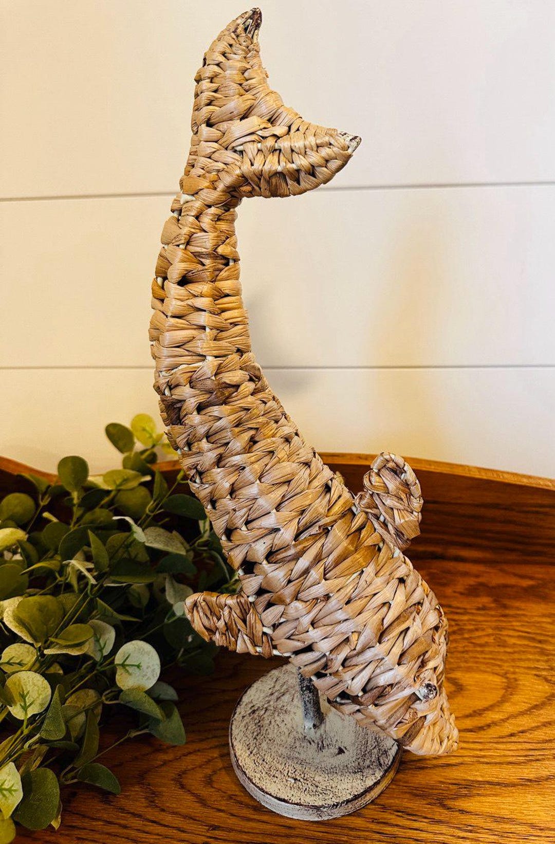 Vintage Wicker Rattan Fish on Stand } Woven Rope Fish Shark } Art ...