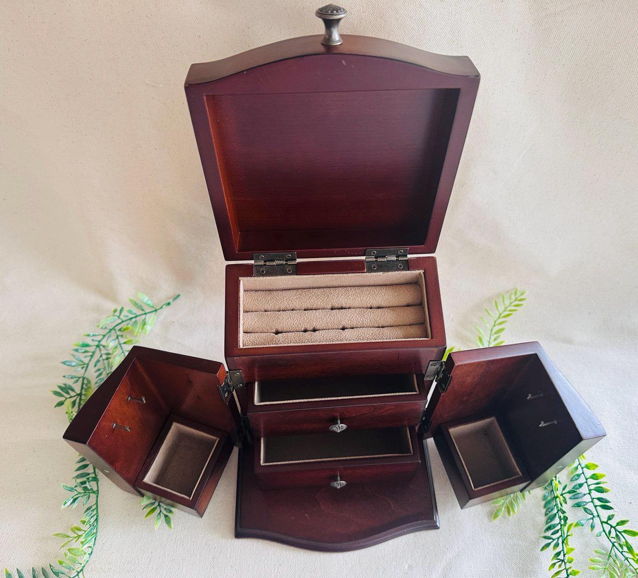 Vintage Bombay Company Mahogany Wood Jewelry Box } Curved Top Front ...