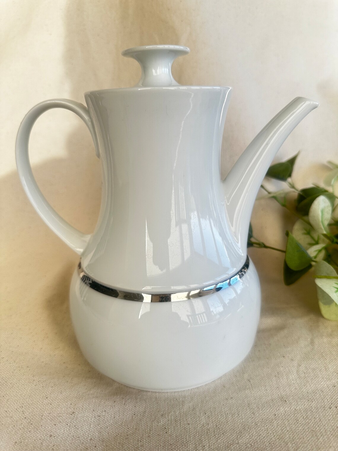 White MCM Silver Band Teapot Made in Germany Thomas Teapot White ...