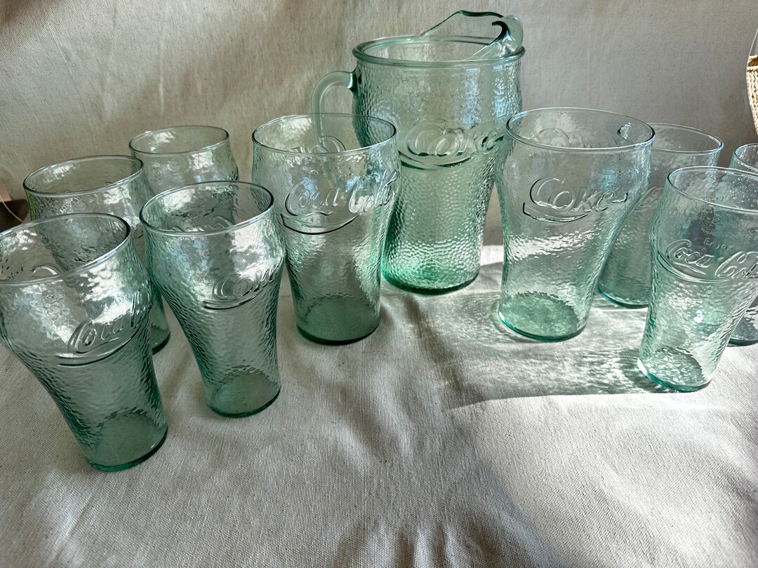 Coke Pitcher and Glasses-2 XL Coca-cola Glasses-set of Coke Glassware ...