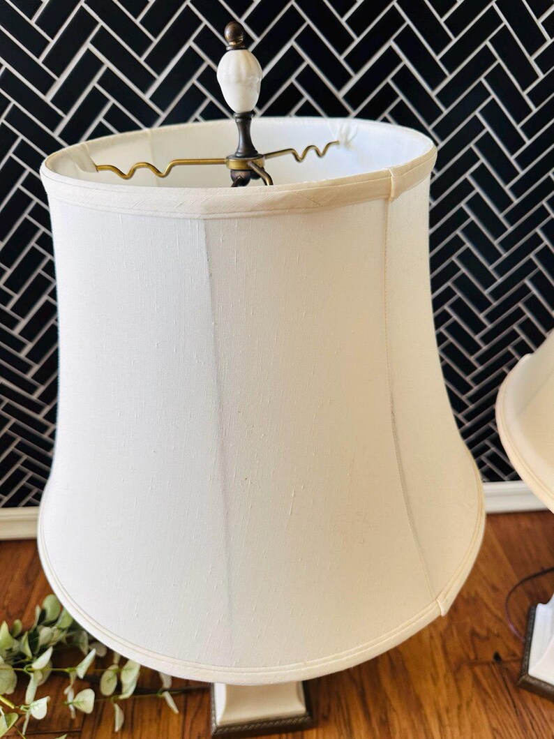 Vintage MCM Pair Cream off White Porcelain Urn Style Lamps With ...