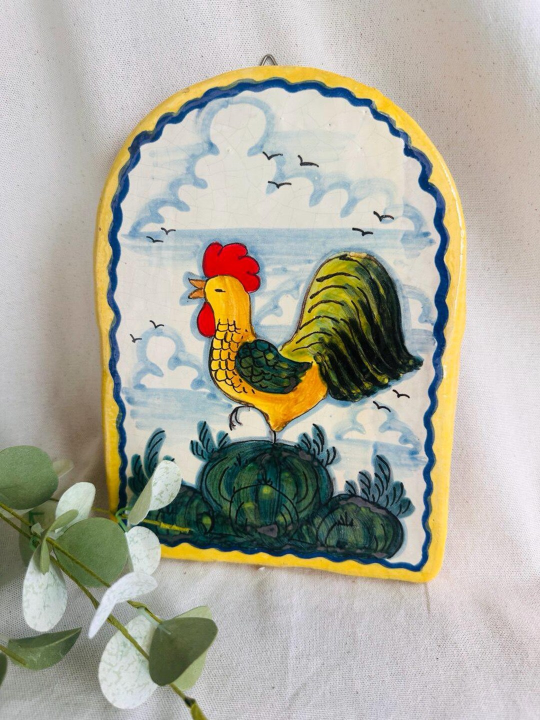 Vintage Vietri Rooster Wall Plaque Made in Italy { Rooster Wall Hanging ...