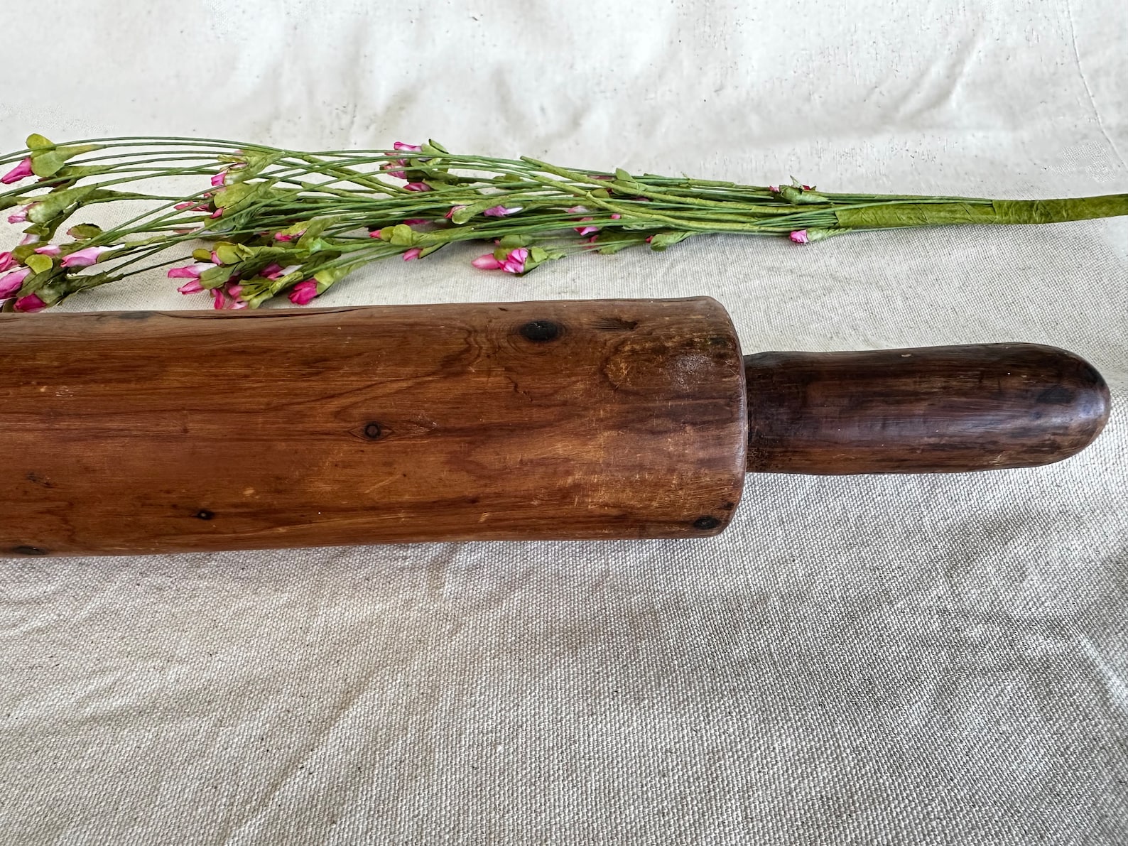 Antique Rolling Pin Vintage Dark Wood Rolling Pin Farmhouse Kitchen ...