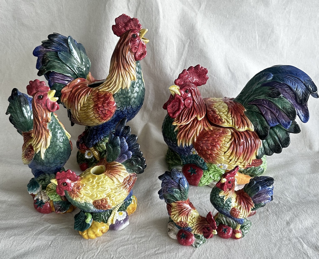 Fitz and Floyd Classics Rooster and Hen Pitcher Candle Holder Salt ...