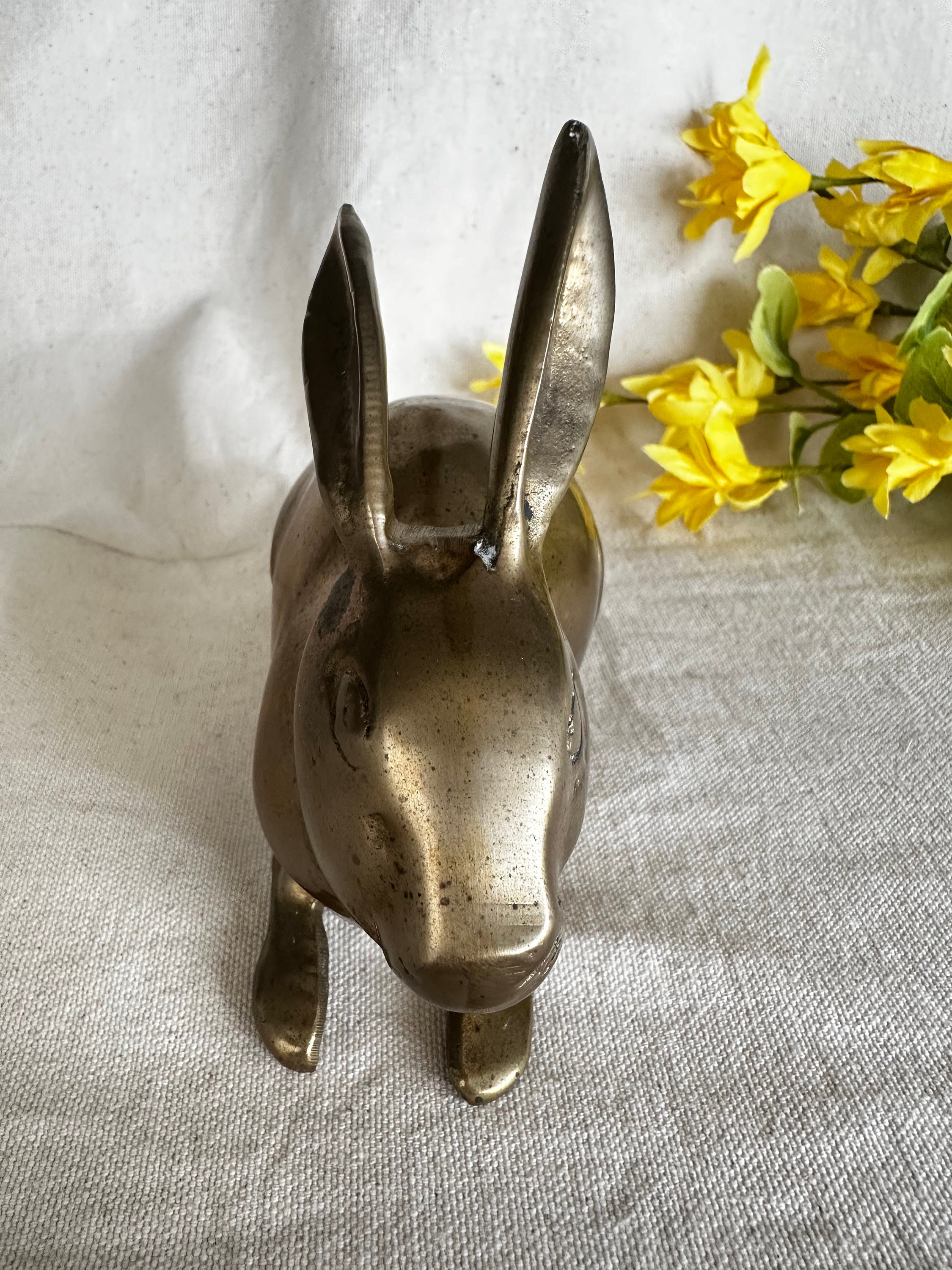Vintage Brass Rabbit Antique Brass Bunny Rabbit Bunny Figurine Heavy ...