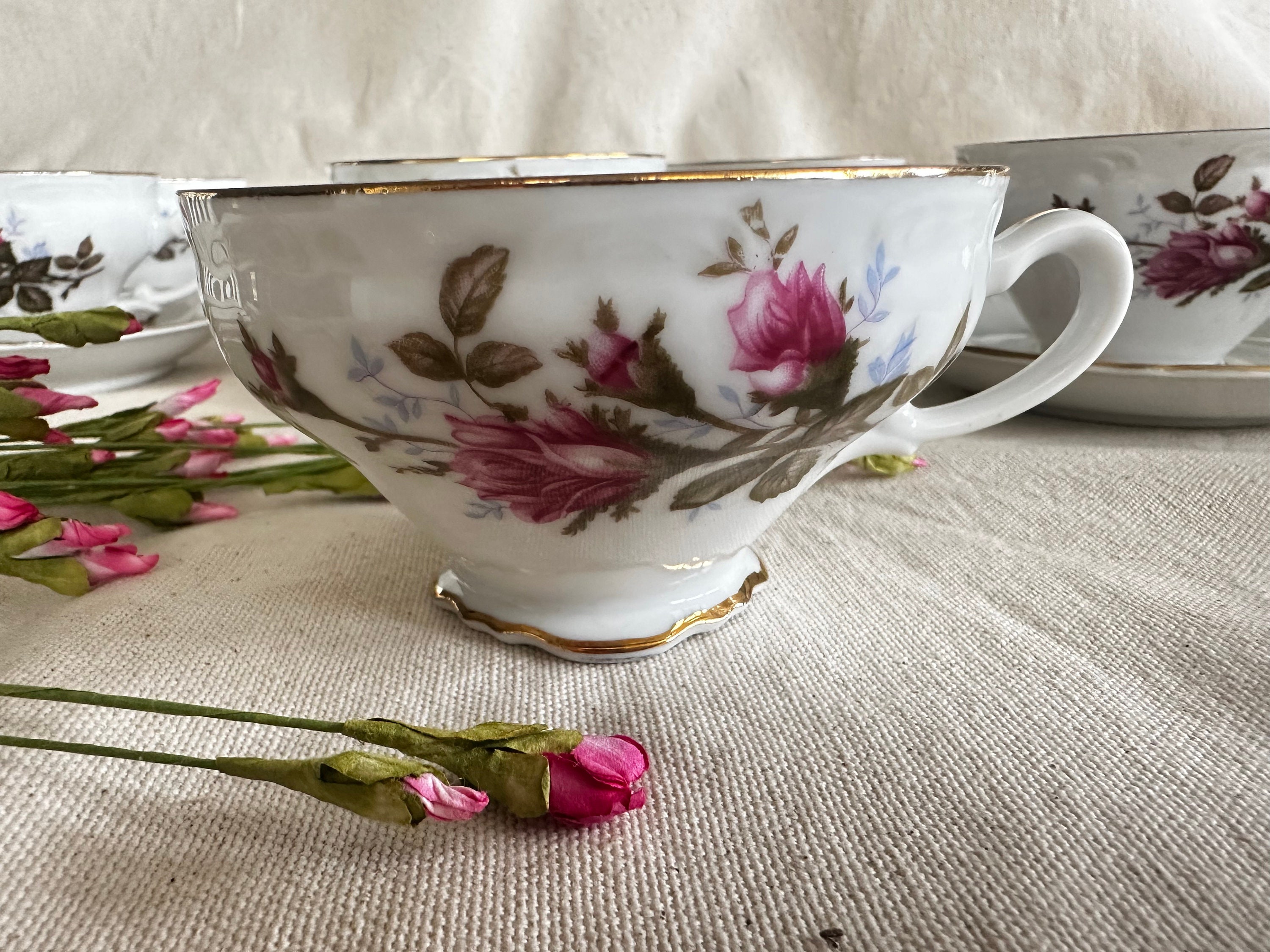 Royal Rose Fine China Made in Japan-floral Teacups-red Roses-gold Trim ...