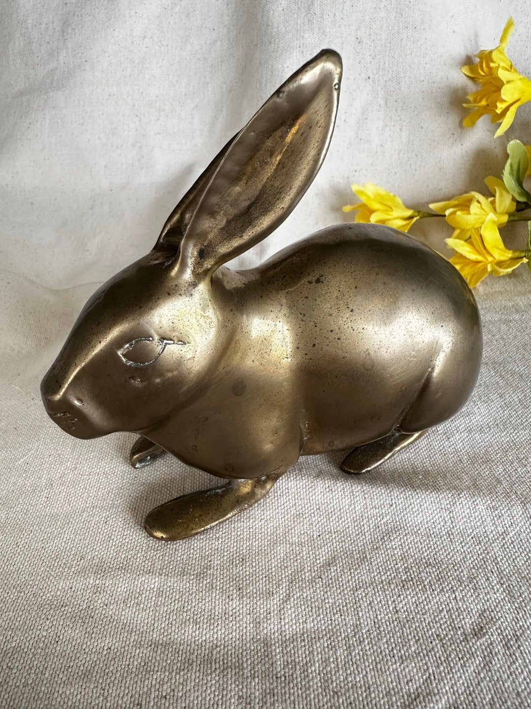 Vintage Brass Rabbit Antique Brass Bunny Rabbit Bunny Figurine Heavy ...