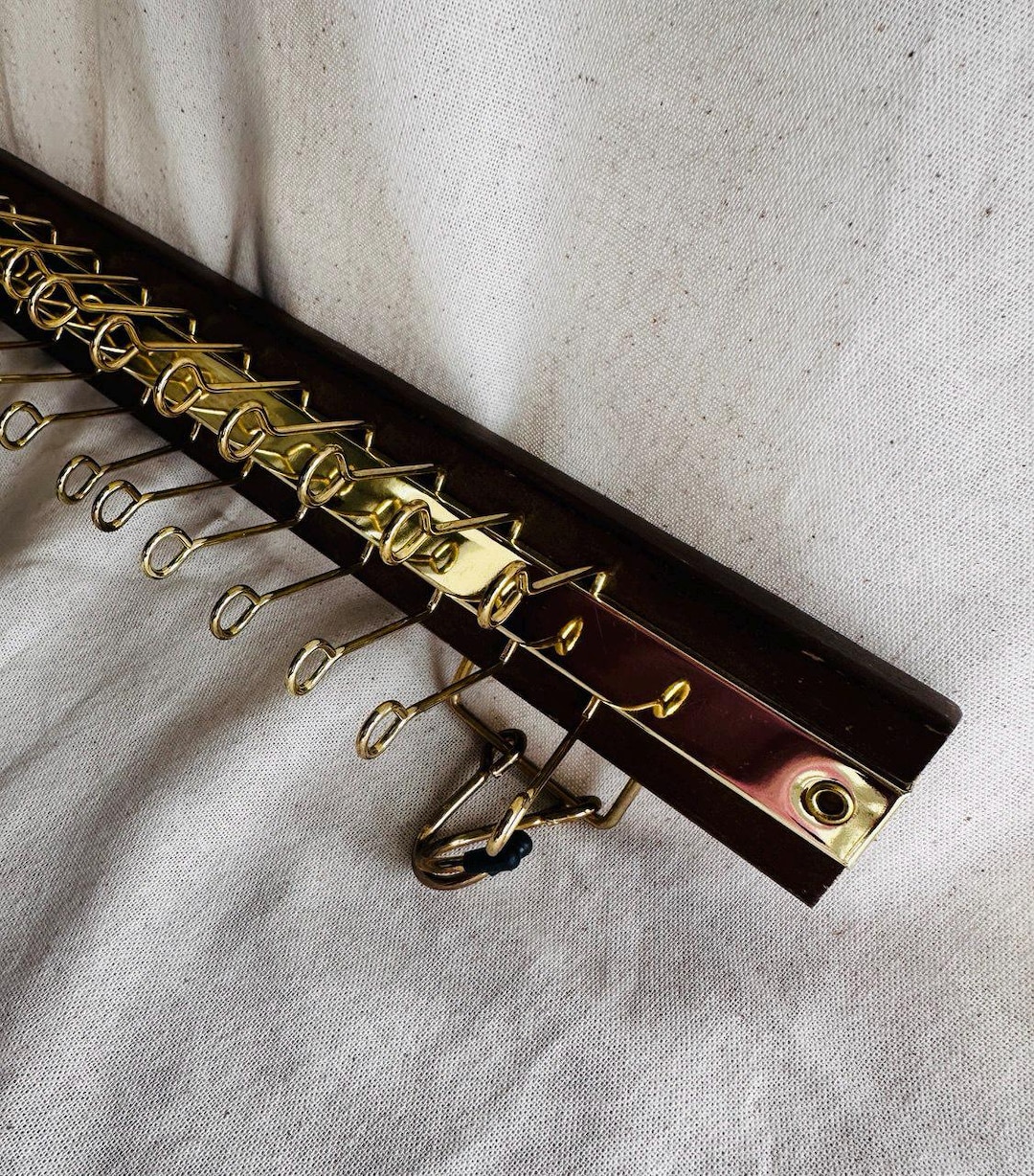 Vintage Necktie Rack } Wall Mount Hanging Tie Holder } Tie Rack } Brass ...