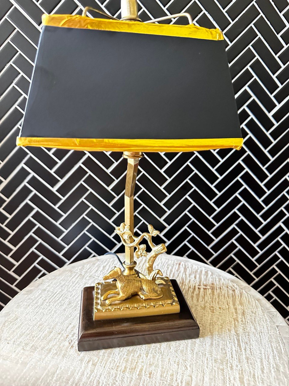 Brass and Wood Figural Lamp } Brass Greyhound Dog Lamp } Vintage ...
