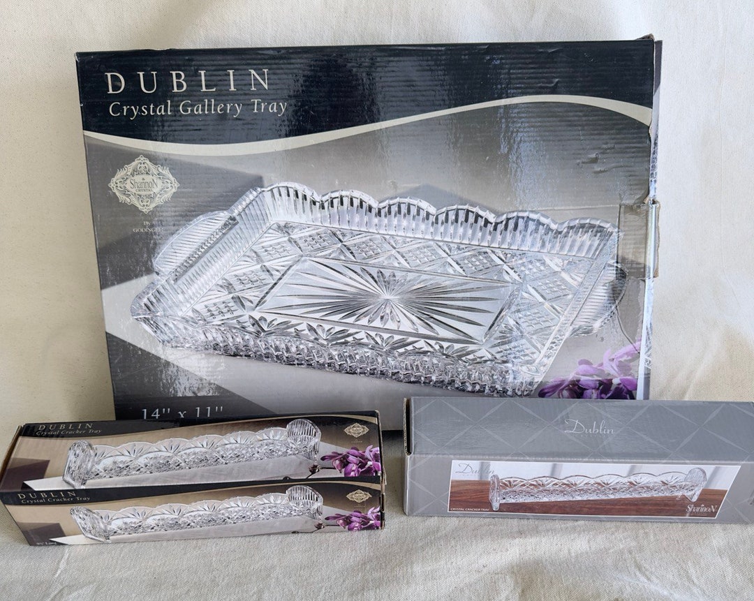 Dublin Shannon Crystal Gallery Serving Tray and 2 Matching Crystal ...