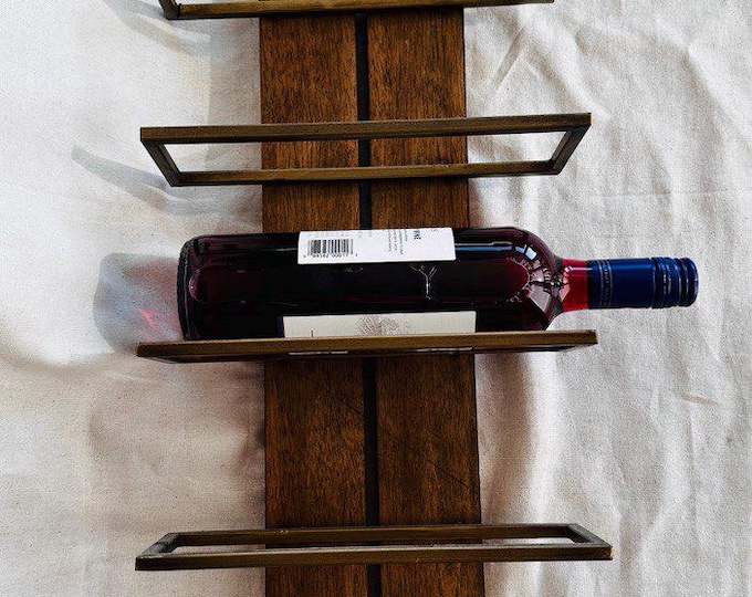 MCM Wine Rack } Wood and Gold Metal Wine Rack } Modern Wood and Iron 6 ...