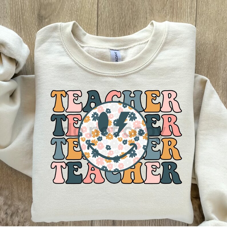 Retro Teacher Png, Teacher Smiley Face, Retro Spring Flowers, Backto ...