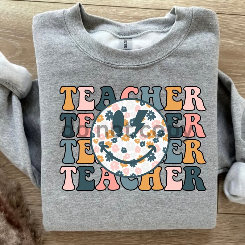 Retro Teacher Png, Teacher Smiley Face, Retro Spring Flowers, Backto ...