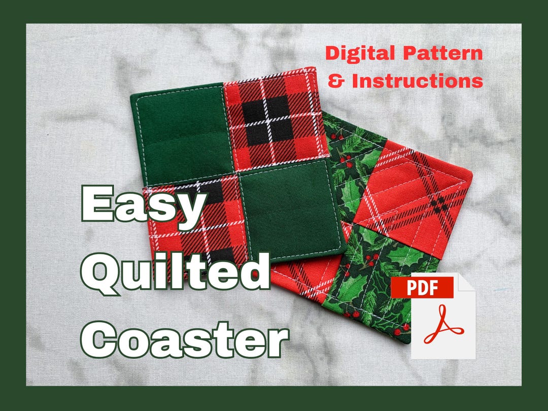 Easy Quilted Coaster Digital Sewing Pattern - DIY Christmas Decoration ...