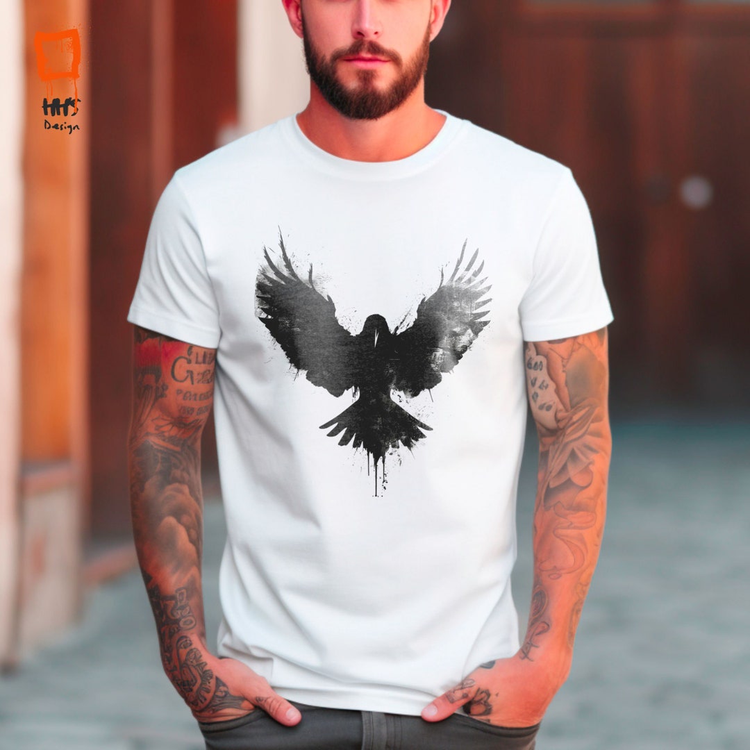 Ink Splatter Bird T-shirt, Abstract Raven Tee, White Freedom Symbol Top ...