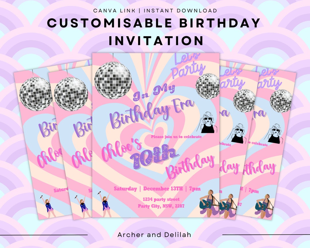 Taylor Swift Birthday Invitation Digital Download Swiftie - Etsy