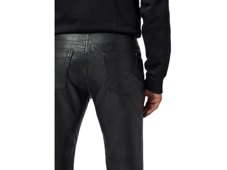 Men’s Genuine Sheepskin Leather Pants in Black - Biker Leather Jeans - Handmade Real Leather ...