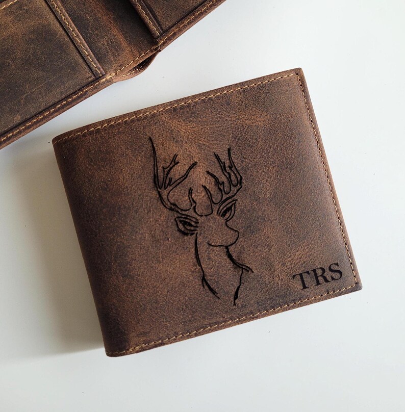 Deer Flip ID BIFOLD Wallet Men's Leather Wallet Personalized Wallet ...