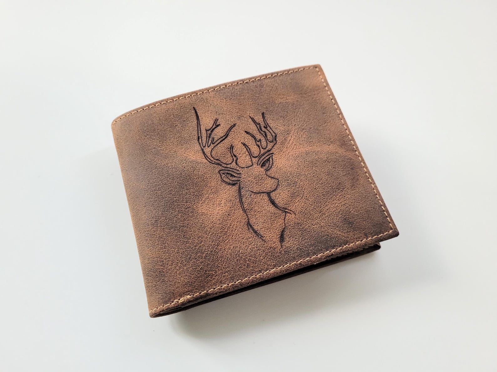 Deer Flip ID BIFOLD Wallet Men's Leather Wallet Personalized Wallet ...