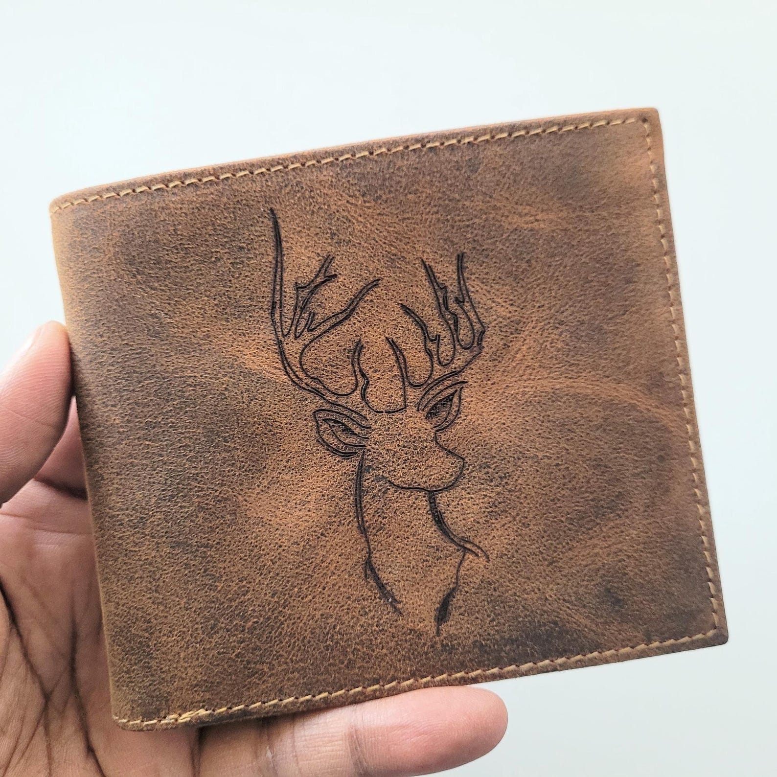 Deer Flip ID BIFOLD Wallet Men's Leather Wallet Personalized Wallet ...