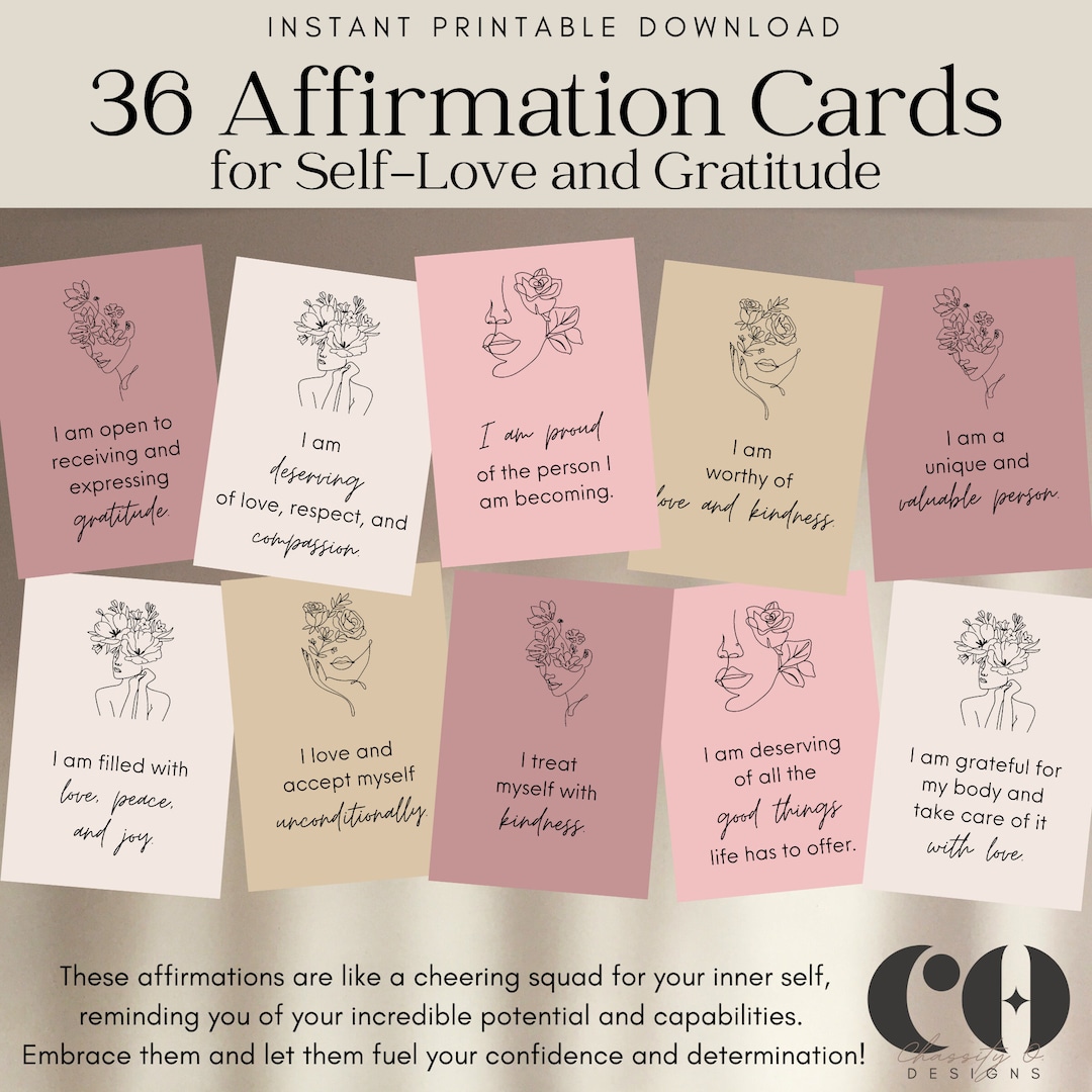 Printable Affirmation Cards for Self Love and Acceptance Instant ...