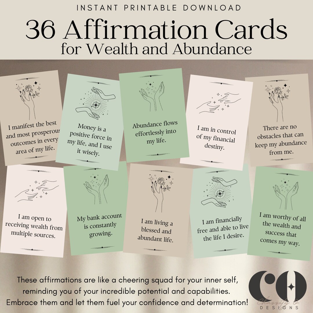 Printable Affirmation Cards for Wealth and Abundance Instant Download ...