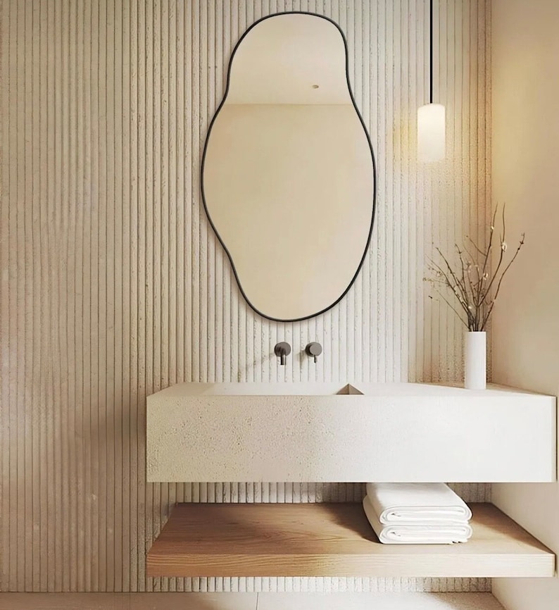 Ocean Waves Mirror Wall Hanging for Living Room Resin Ocean Mirror Wall ...