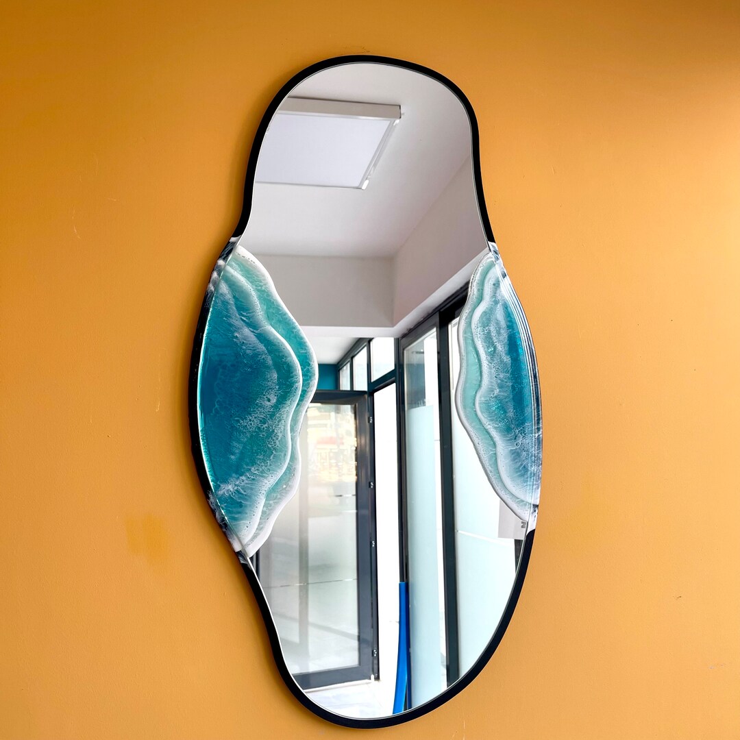 Ocean Waves Mirror Wall Hanging for Living Room Resin Ocean Mirror Wall ...