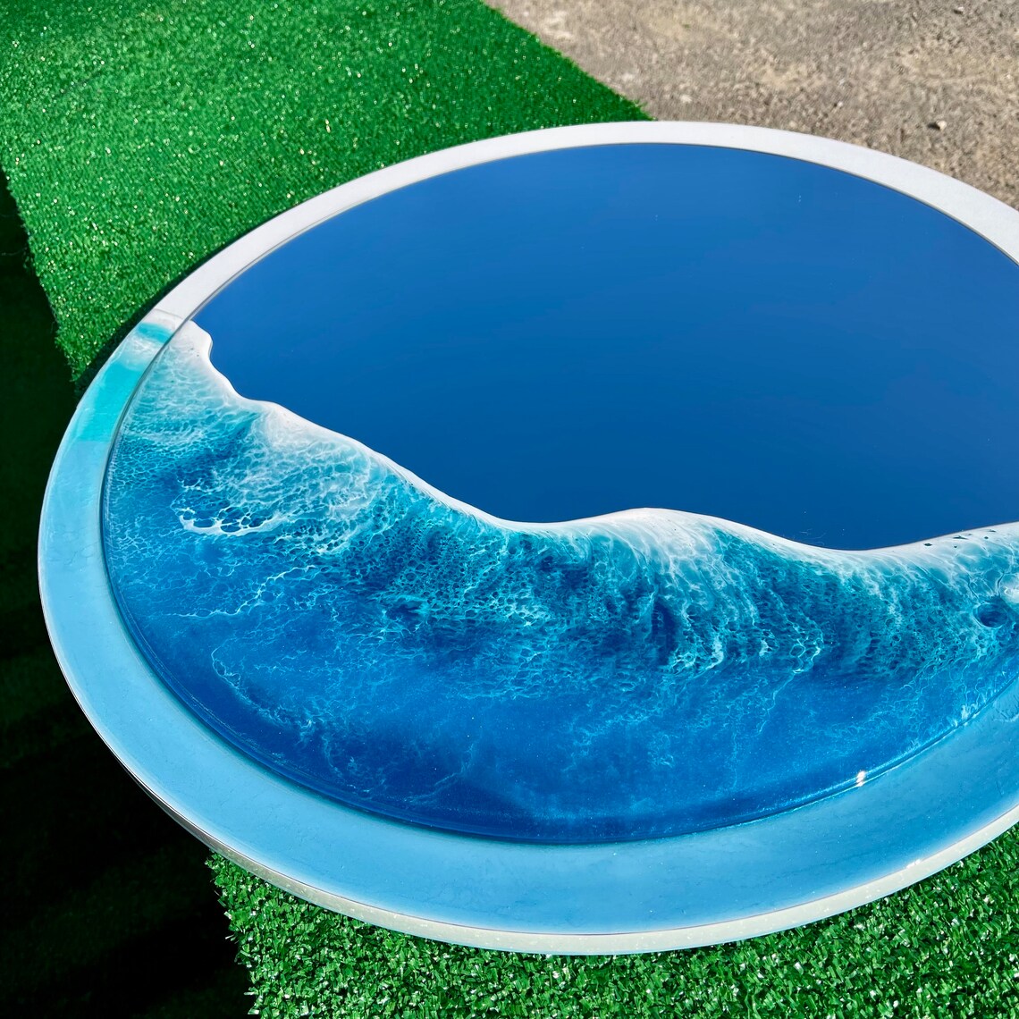 Blue Ocean Waves Mirror Wall Hanging for Living Room Resin Ocean Mirror ...