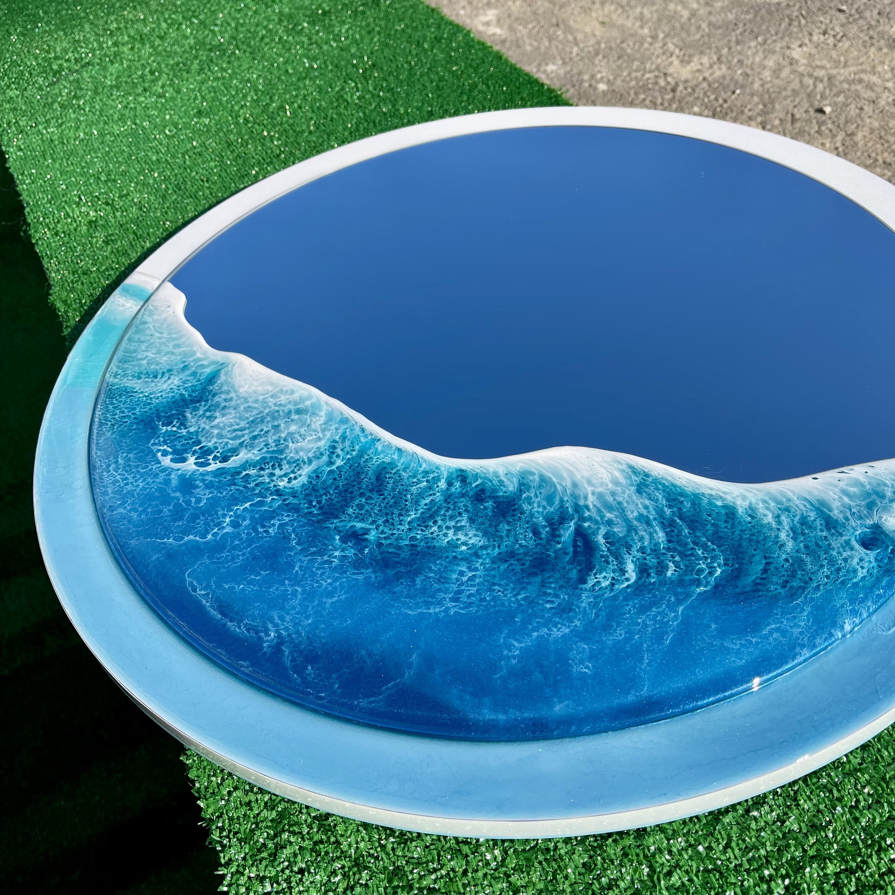 Blue Ocean Waves Mirror Wall Hanging for Living Room Resin Ocean Mirror ...